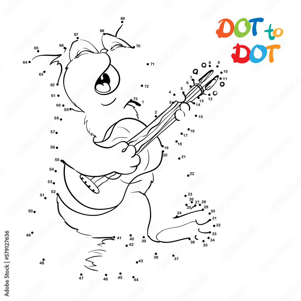 Connect The Dots and Draw Cute Cartoon cat. Educational Game for Kids ...