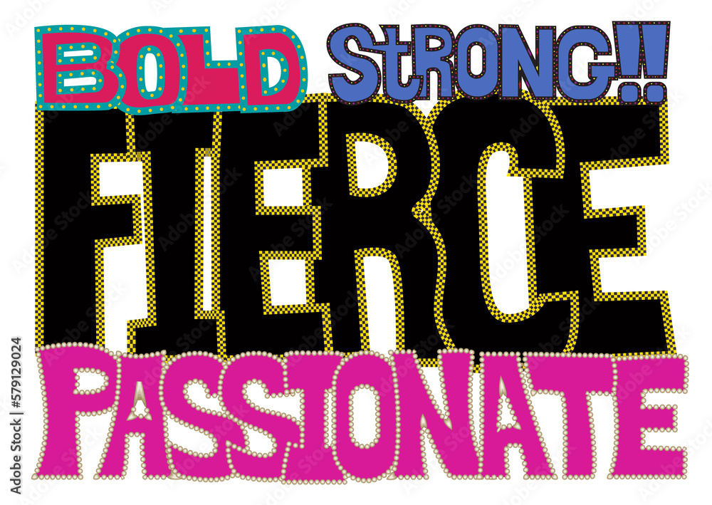 Bold Strong Fierce Passionate Bedazzled Graphic-black, Transparent ...