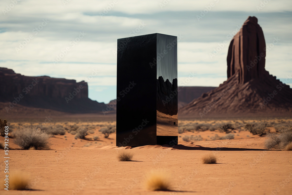 black monolith in the desert, created with generative ai ilustración de ... black monolith in the desert, created with generative ai ilustración de ...