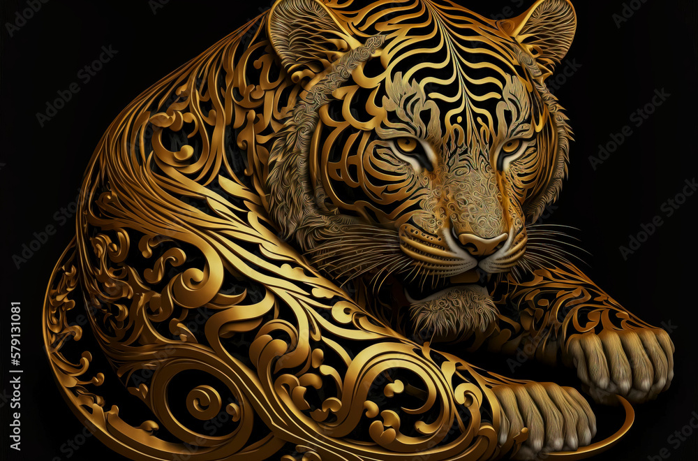 Regal Elegance in Golden Hue: A Majestic Stock Photo of Highly Detailed ...