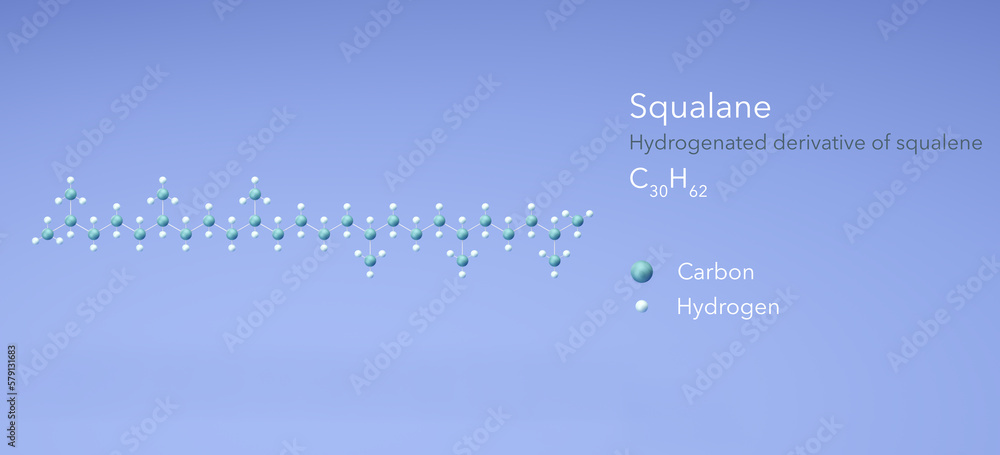 squalane molecule, molecular structures, derivative squalene, 3d model ...