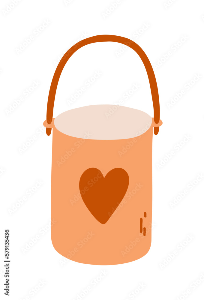 Photo & Art Print Retro cute bucket with heart. Vector illustration ...