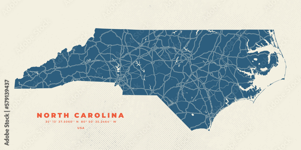 North Carolina Map vector illustration poster and flyer Stock Vector ...