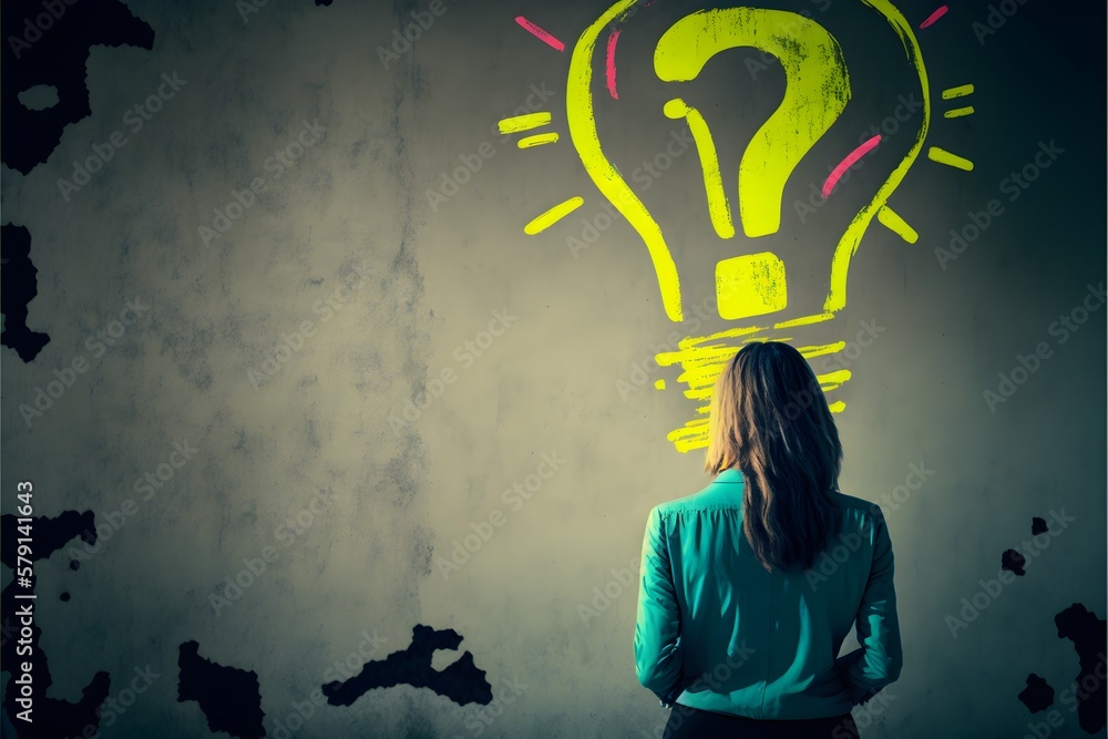 Background of a businesswoman thinking at work. Wallpaper illustration ...