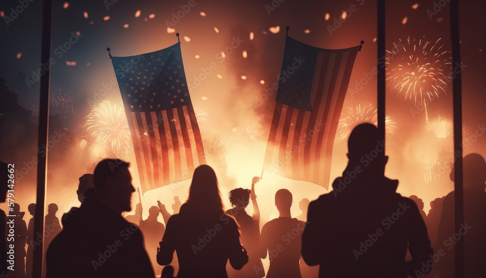 People celebrate July 4 US Independence Day created with generative AI ...
