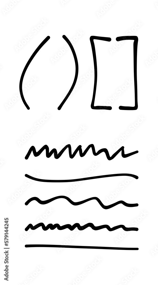 Doodle Scribble Highlight Elements. Pen, pencil or marker handdrawn ...