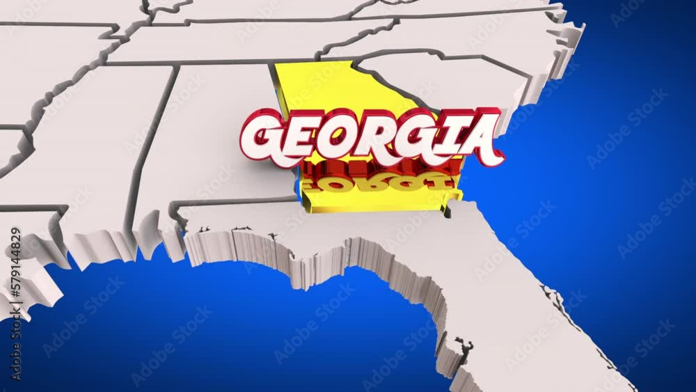 Georgia GA State Map Business Travel Tourism 3d Animation Stock Video ...