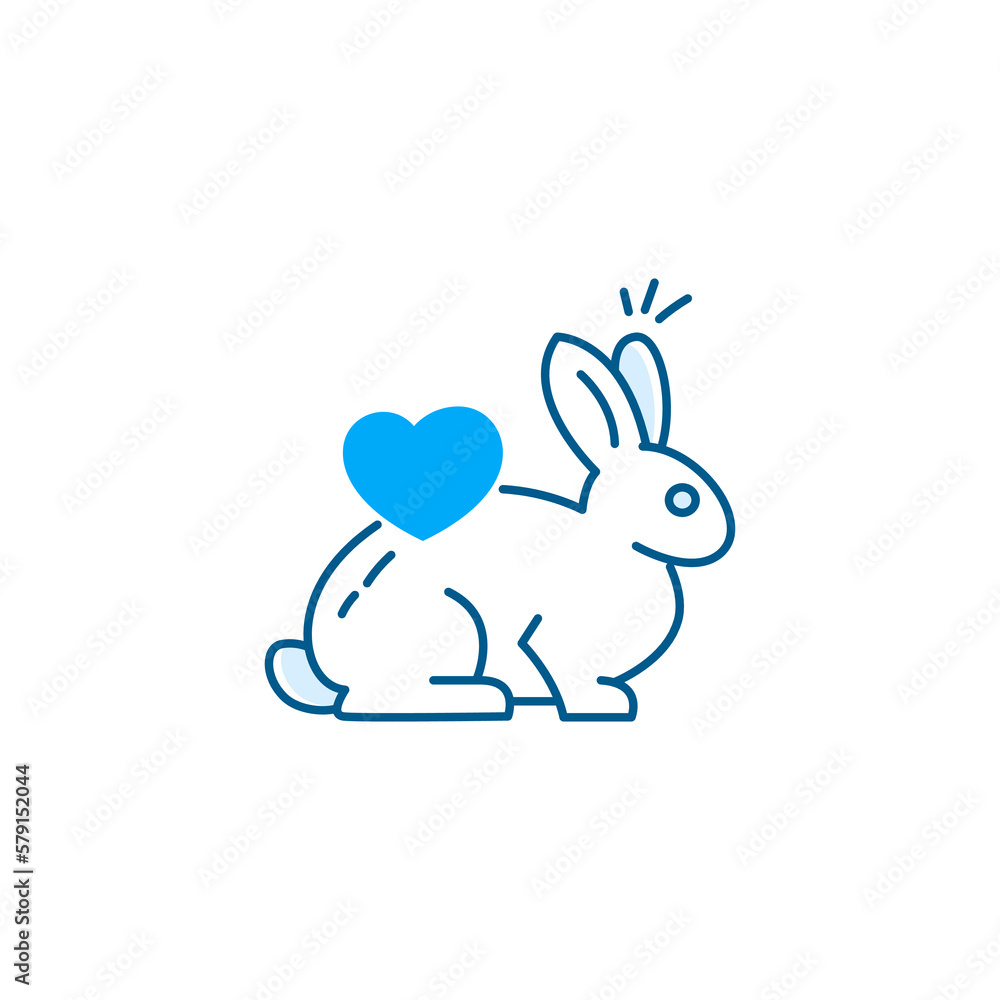 Rabbit and heart icon. Bunny with heart illustration. Heart and rabbit ...