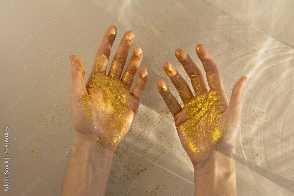 Glitter Hands palms of hope Stock Photo | Adobe Stock