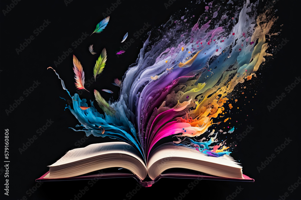 Open book with colors flying out of it, Open Book, Colors, Flying, Art ...