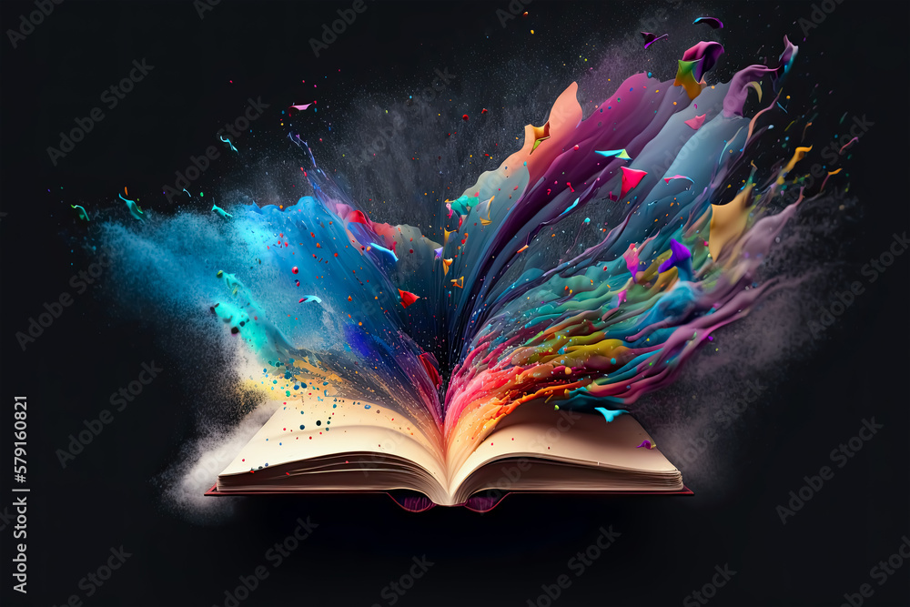 Open book with colors flying out of it, Open Book, Colors, Flying, Art ...