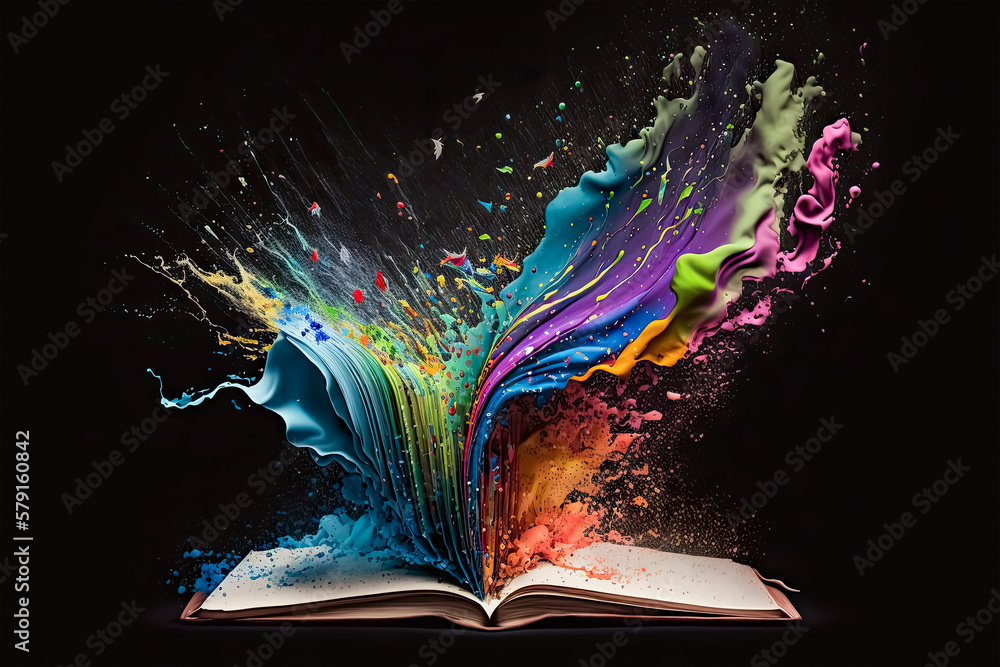 Open book with colors flying out of it, Open Book, Colors, Flying, Art ...