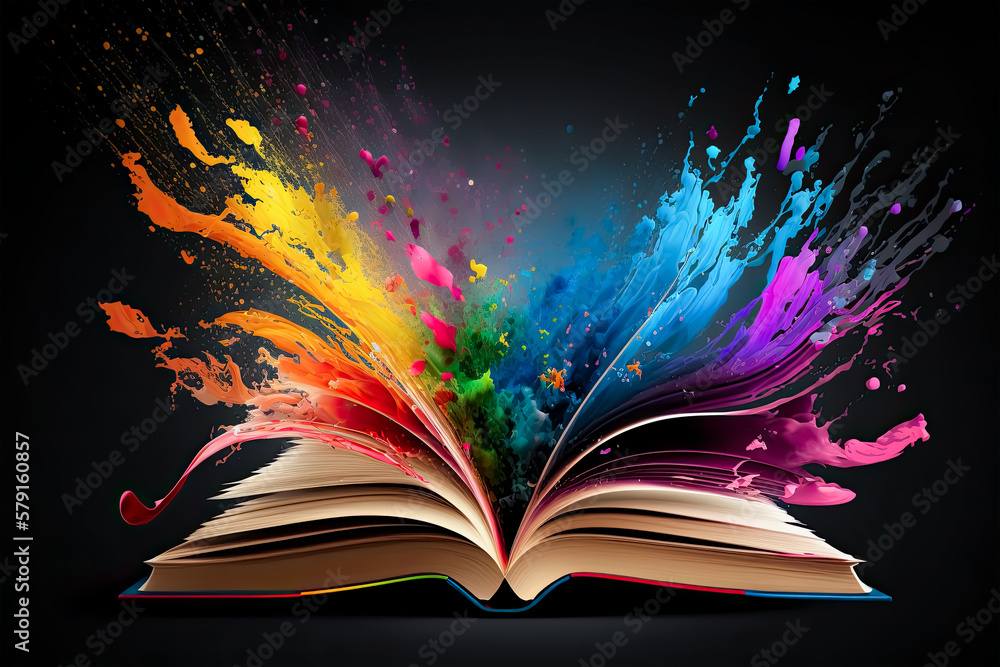 Open book with colors flying out of it, Open Book, Colors, Flying, Art ...