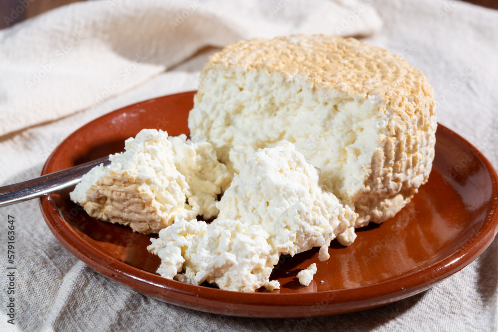 Polish skimmed fresh smoked milk twarog cheese, white cow cheese ...