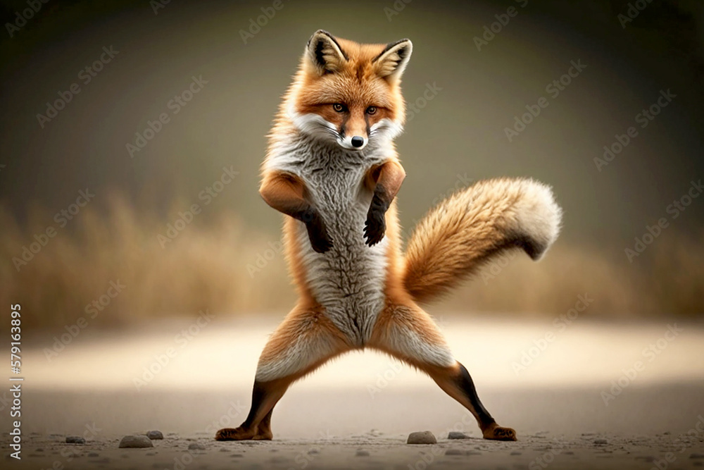 cute fox dancing. Generative ai Stock-Illustration | Adobe Stock