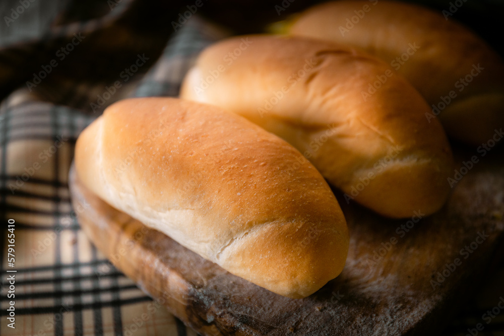 Bakery shop products - various kinds of baguette, bagel, donut ...