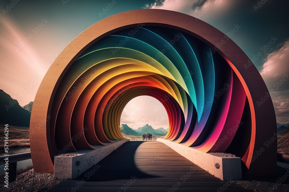 Explore the Hyper-Detailed Beauty of a Rainbow-Colored Bridge: High ...