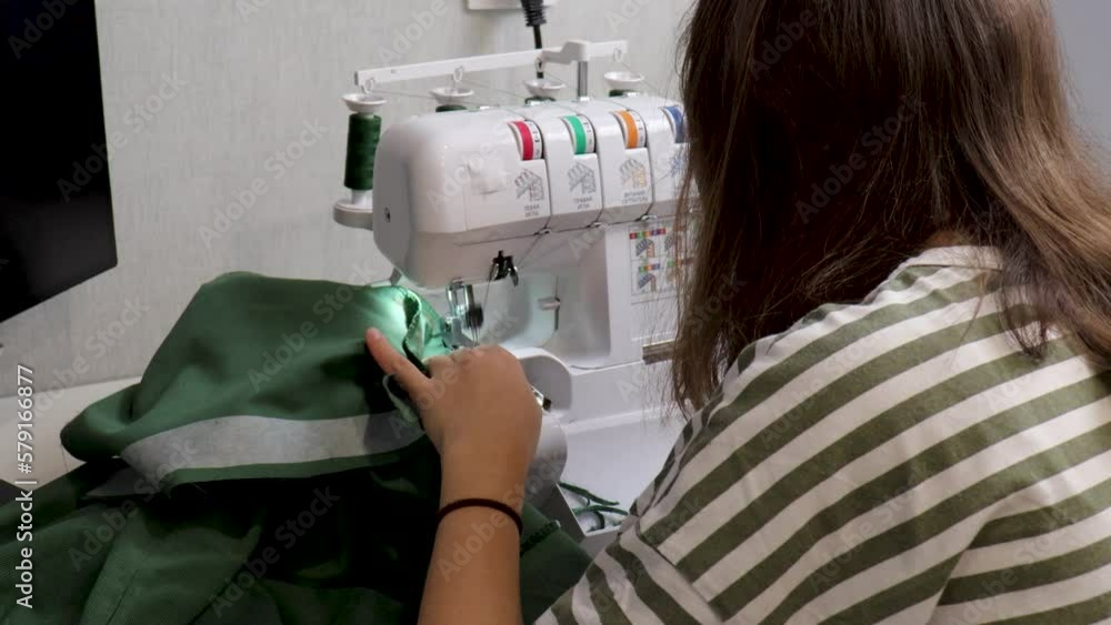 overlock stitching. process making clothes from velveteen with your own ...