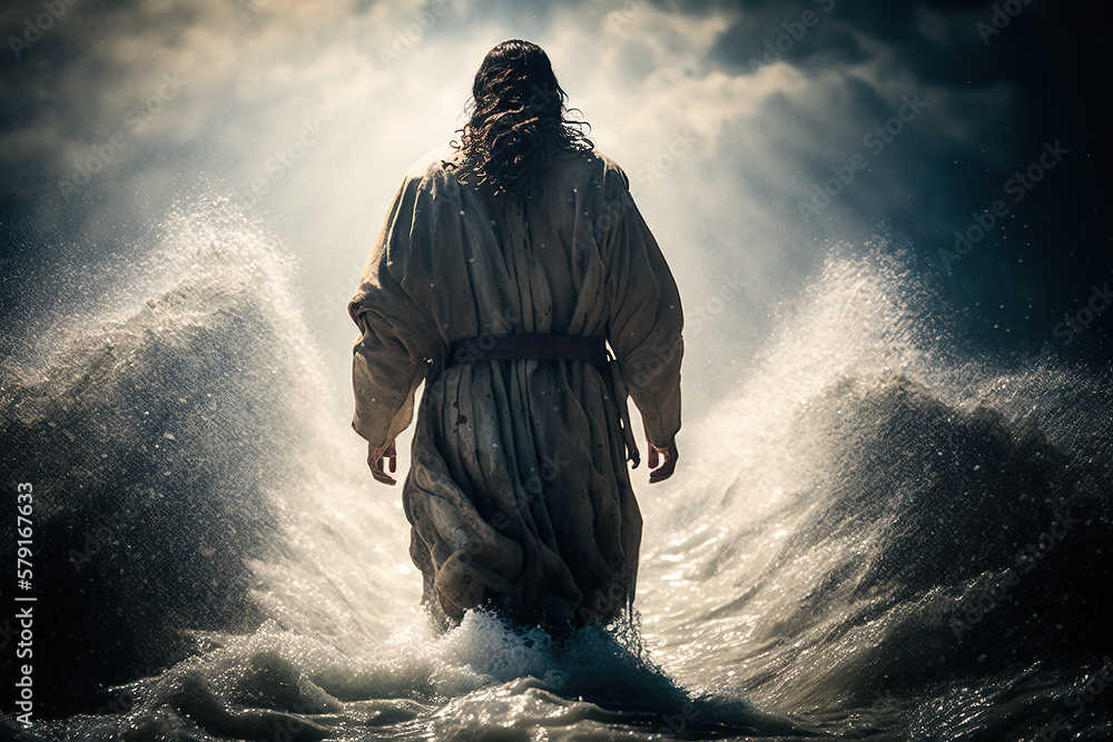 Experience the Miracle of Jesus Walking on Water. Background 4k ...