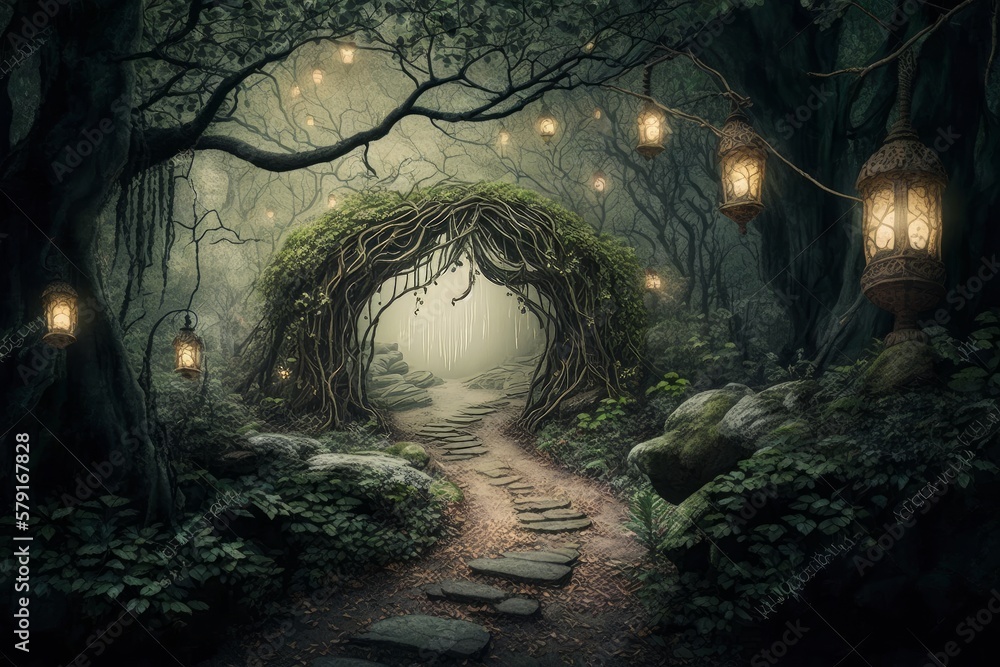 Shiny Pathway in Fairy Tale Styled Enchanted Forest: A Magical Journey ...