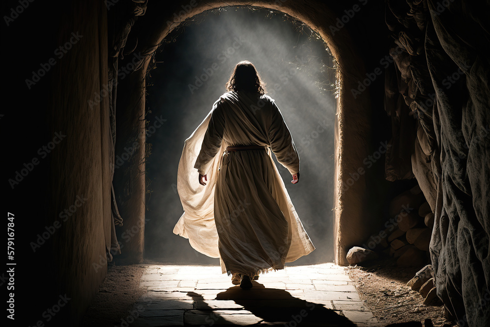 Poster Christ Rose From The Grave, Jesus coming out of the tomb, Romans ...