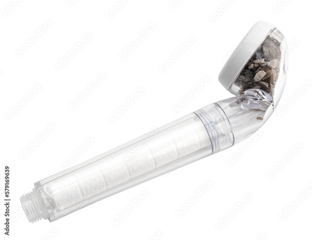 Shower head with filter on a transparent background. Eco-friendly ...