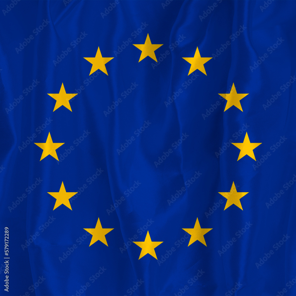 Flag of the Euro Union Flag of Europe on a silk background Fabric ...