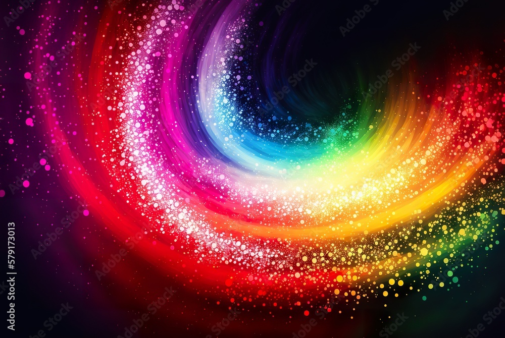 Abstract blurry rainbow nebula design - colorful dots, waves, splashes ...