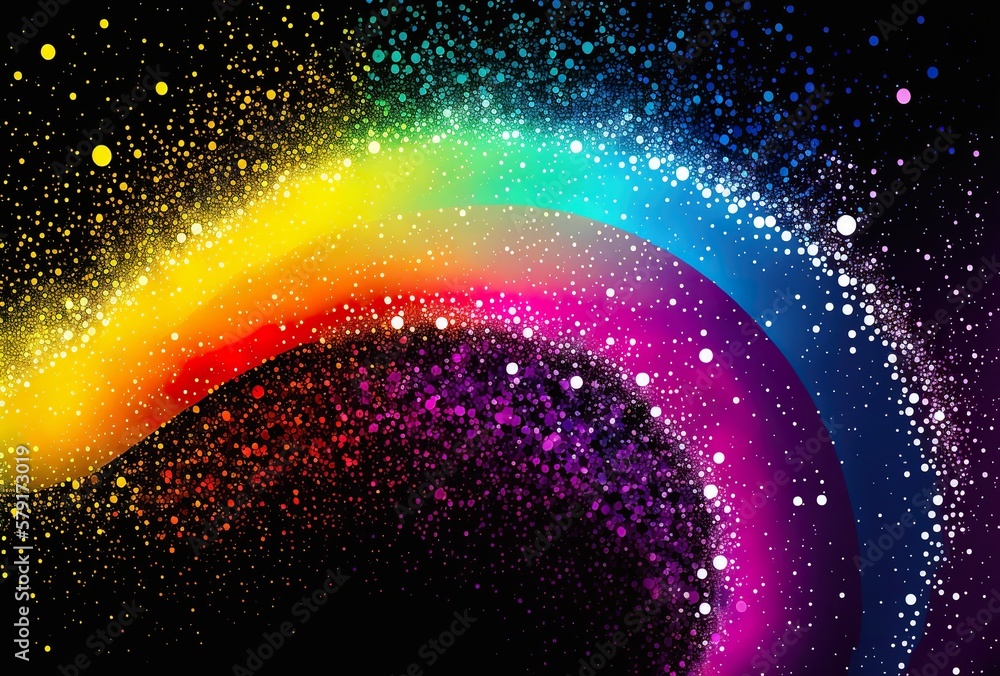 Abstract blurry rainbow nebula design - colorful dots, waves, splashes ...