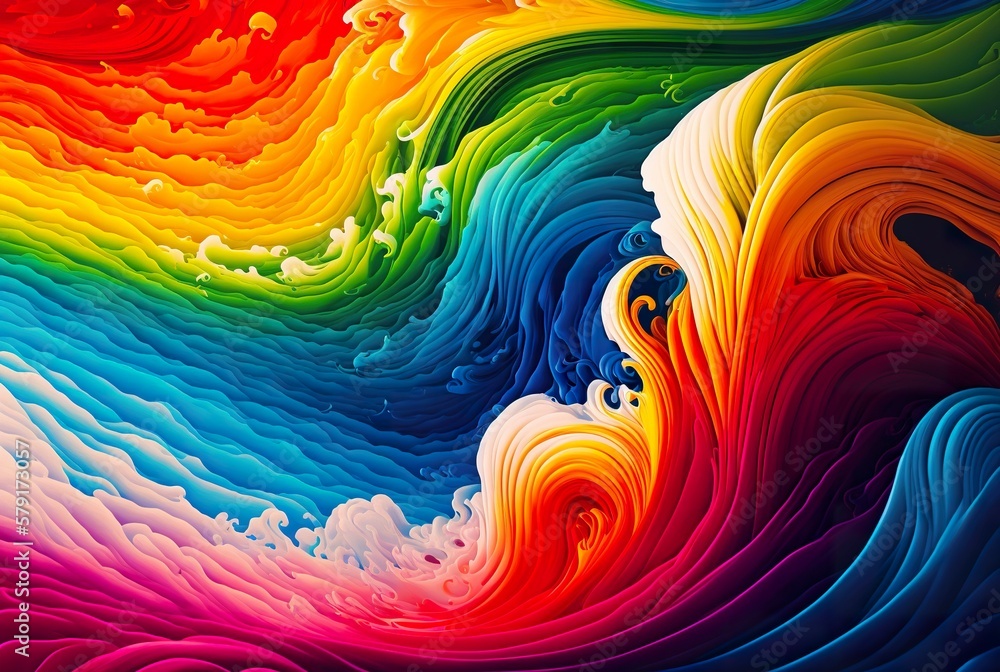 Abstract rainbow waves design - colorful waves, splashes, swirls and ...