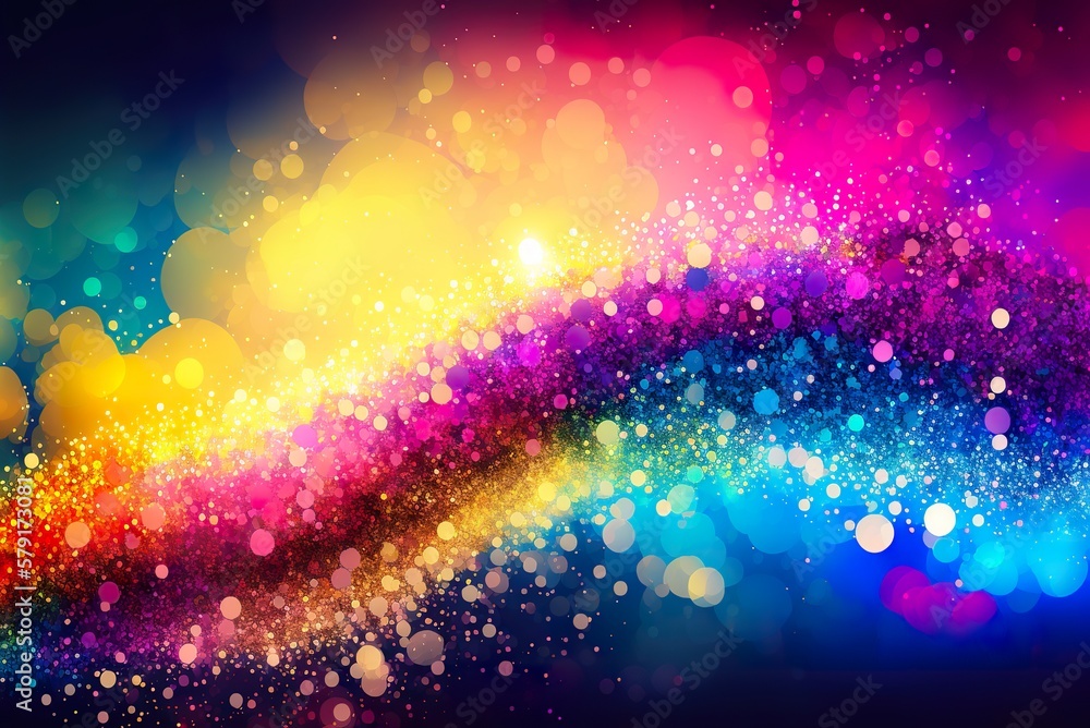 Abstract blurry rainbow nebula design - colorful dots, waves, splashes ...