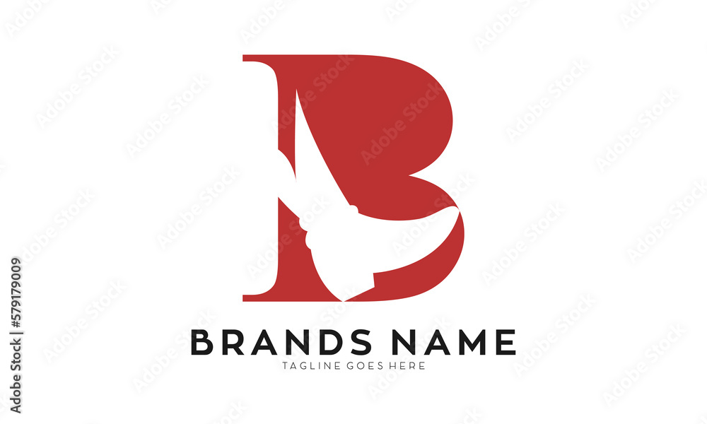 Red letter B alphabet with girl boot vector logo Stock Vector | Adobe Stock