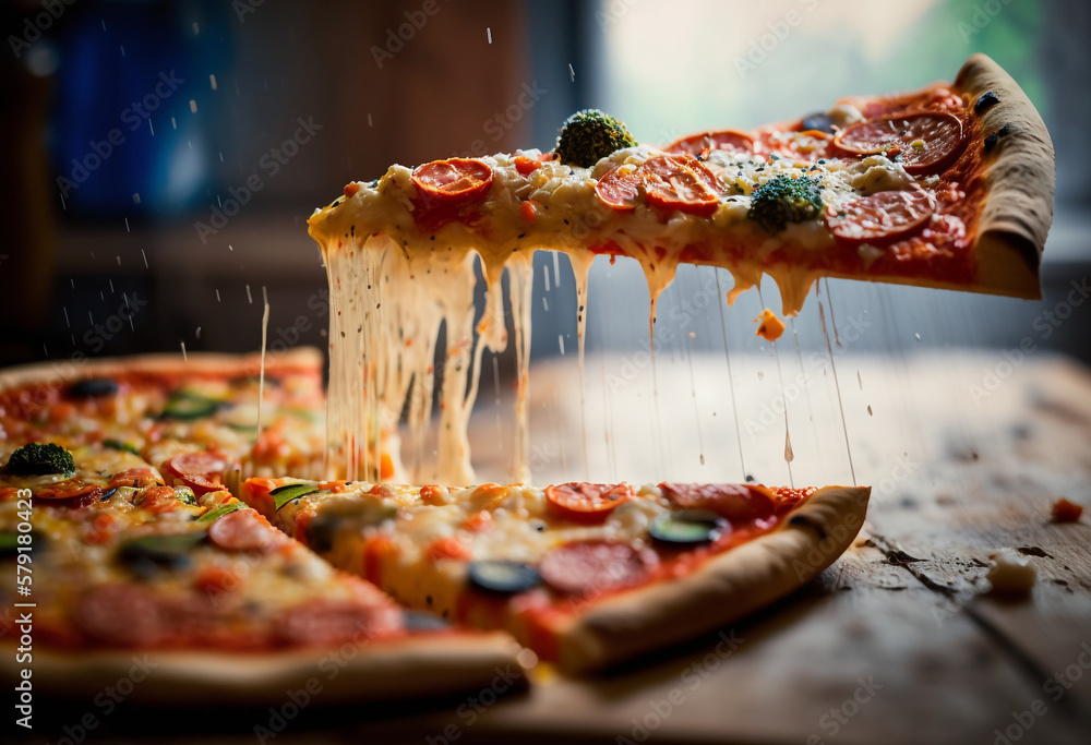 Ai-Generated Supreme Pizza Slice: A Deliciously Realistic Render of Hot ...