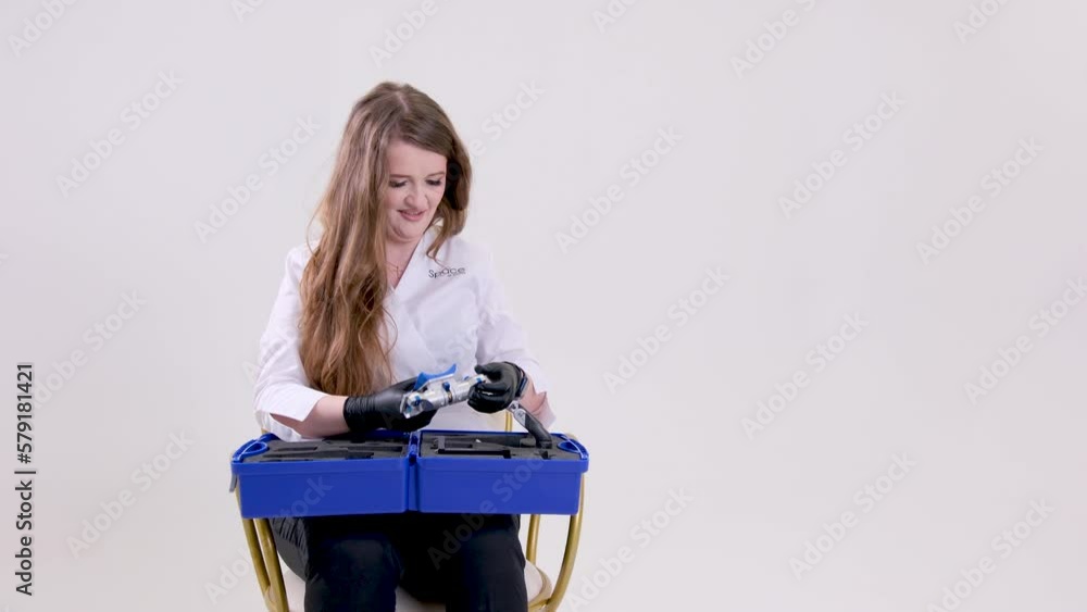 artex system Amanngirrbach dental articulator in hands of woman doctor ...