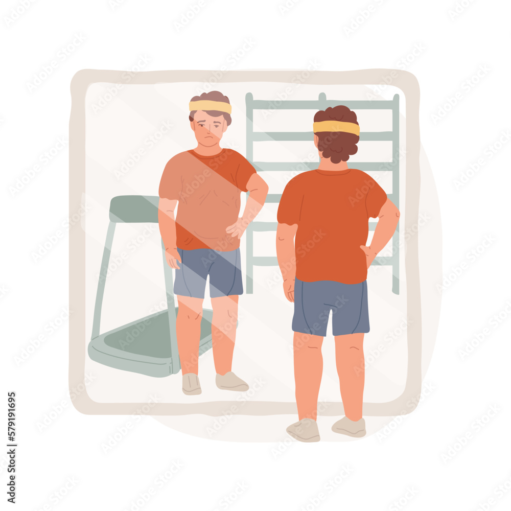 Unhappy with body isolated cartoon vector illustration. Unhappy teenage ...