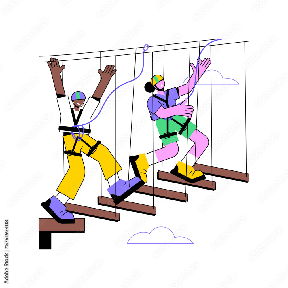 Obstacle course isolated cartoon vector illustrations. Couple negotiate ...