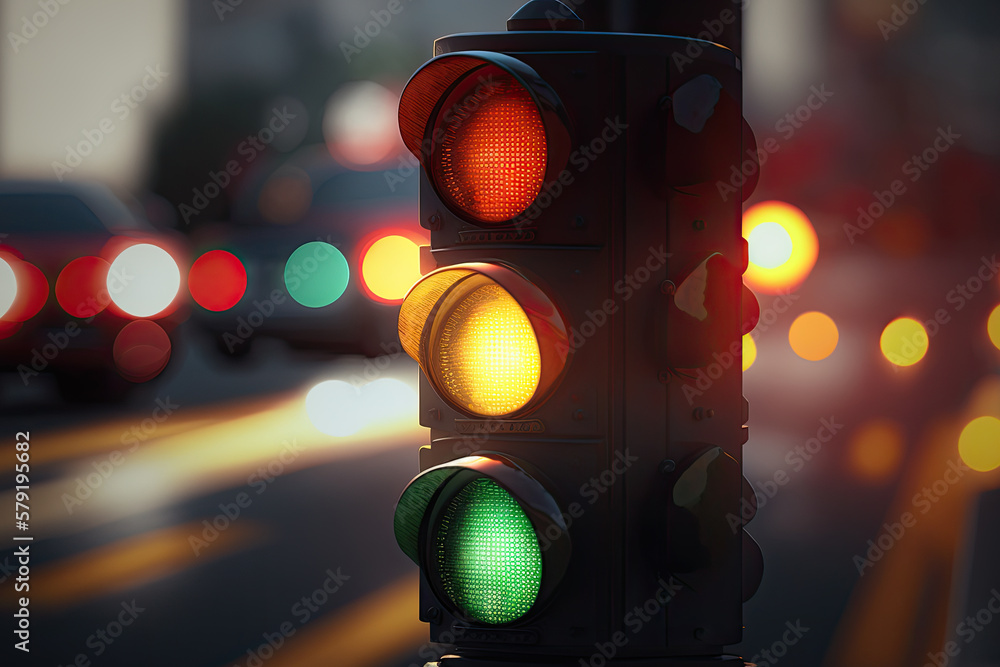 traffic light on the street created with Generative AI technology Stock ...