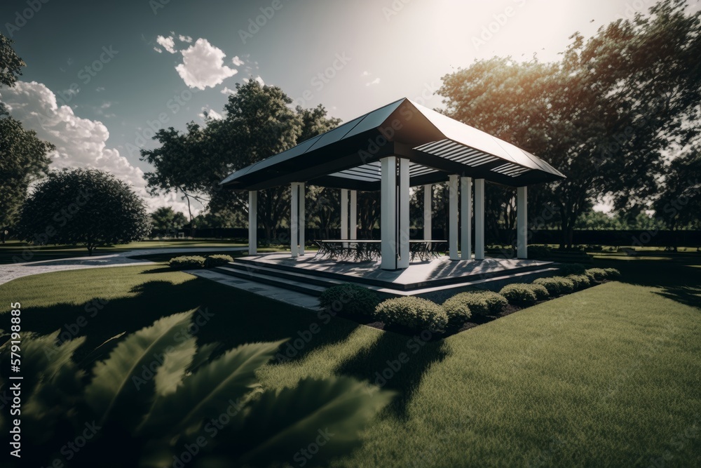 Experience the Serenity of a Solar-powered Pavilion in a Hyper-detailed ...