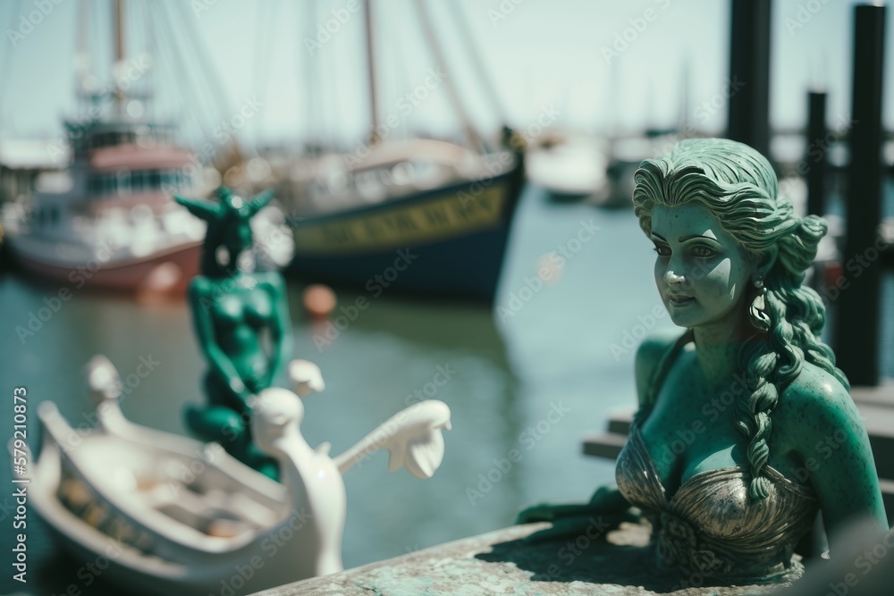 Discover the Hyper-Detailed Harbor with a Mermaid Statue and Floating ...
