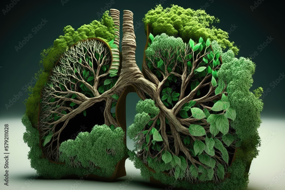 green lung made by trees on white background, generative AI Stock ...