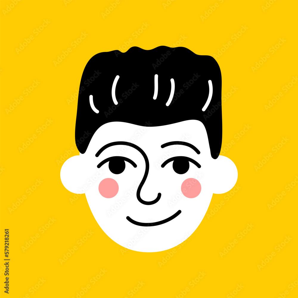 Cute boy avatar. Teenage boy face portrait with positive facial ...