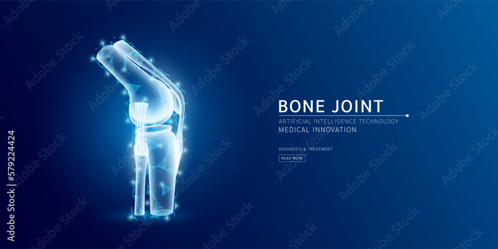 Website template. Human bone joint anatomy translucent low poly ...