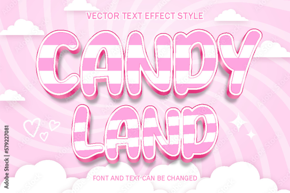 candy sweet cute candyland typography 3d editable text effect style ...