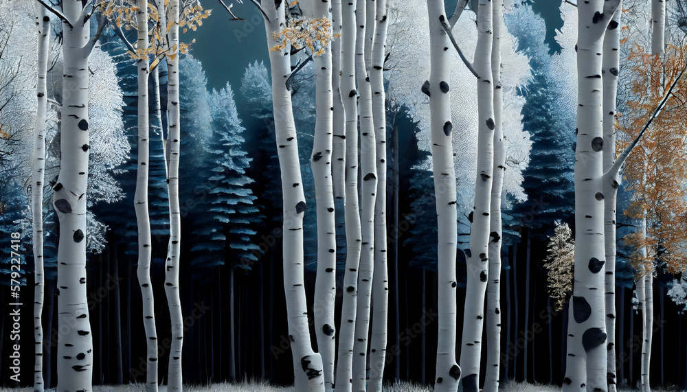 white birch tree forest, texture background Stock Illustration | Adobe ...