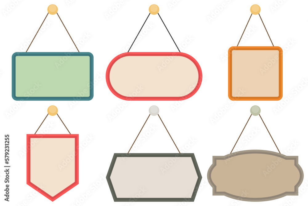 Flat signboard vector set, Signboard simple cartoon style. Stock Vector ...