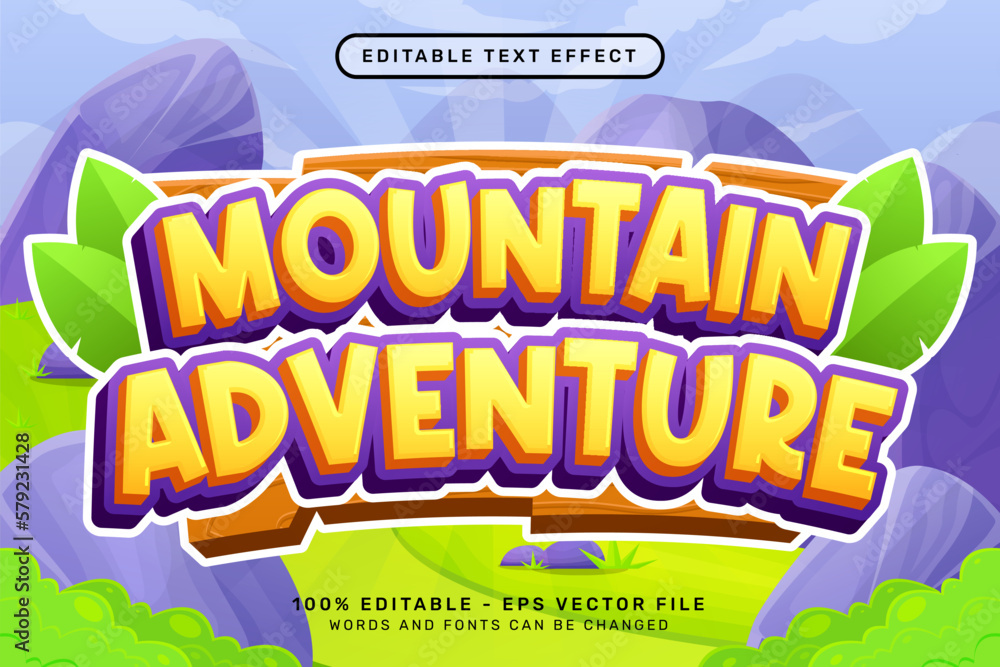mountain adventure 3d text effect and editable text effect with jungle ...