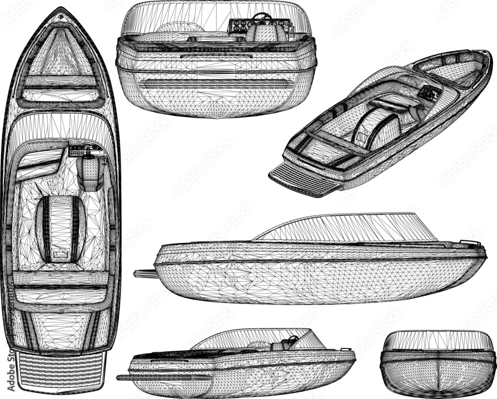 Vector sketch of modern speed boat illustration Stock Vector | Adobe Stock
