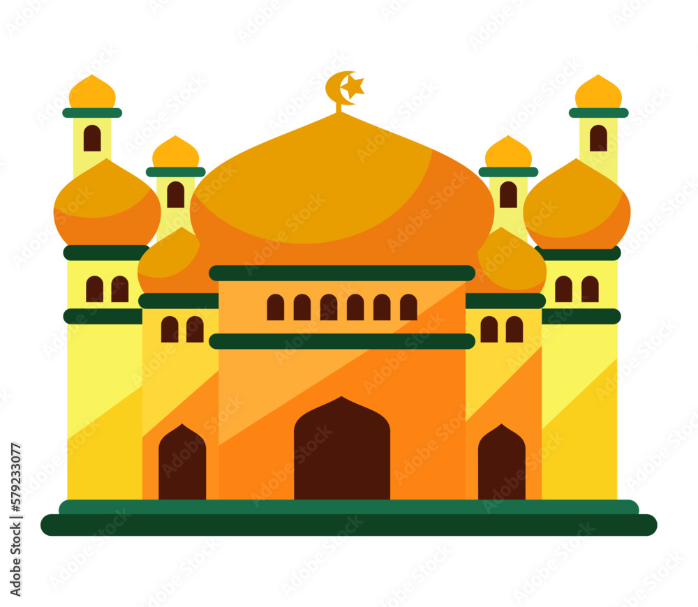 mosque vector illustration collection, use 2d flat style, modern ...