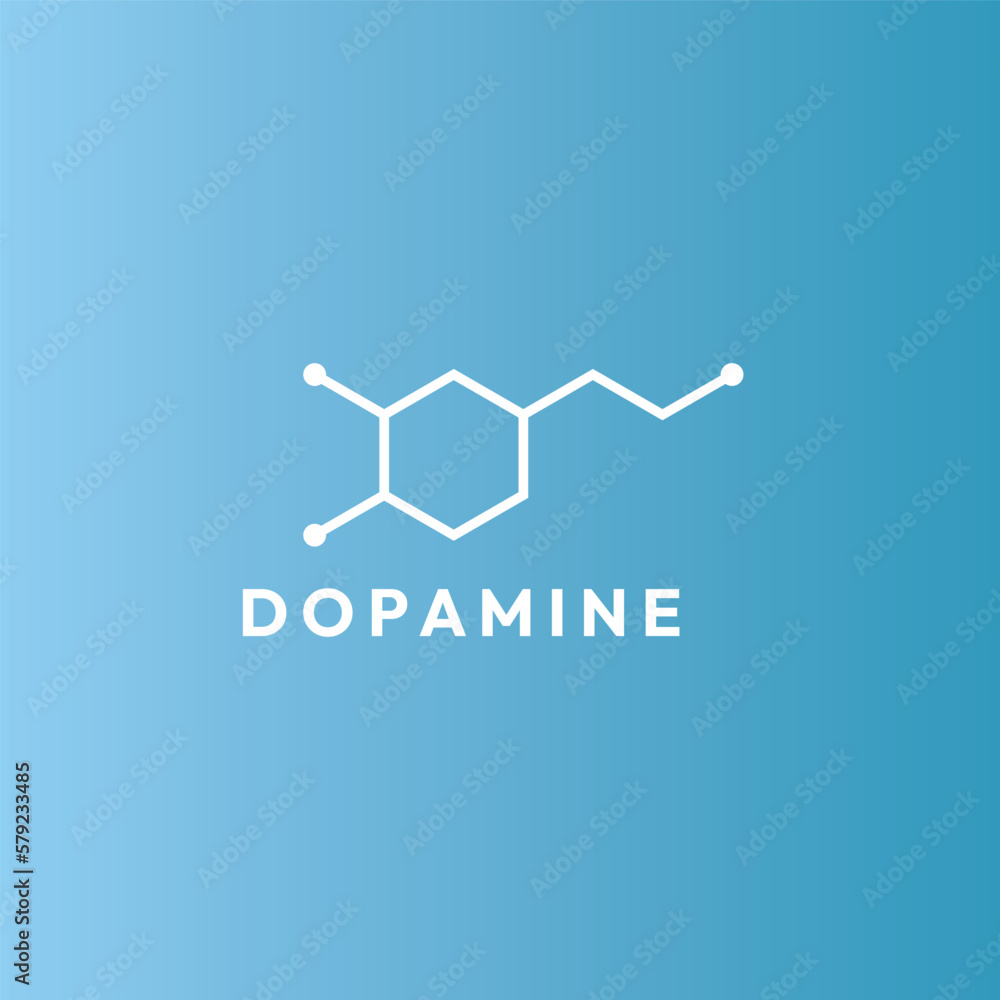 Dopamine structural chemical formula. The neurotransmitter of pleasure ...