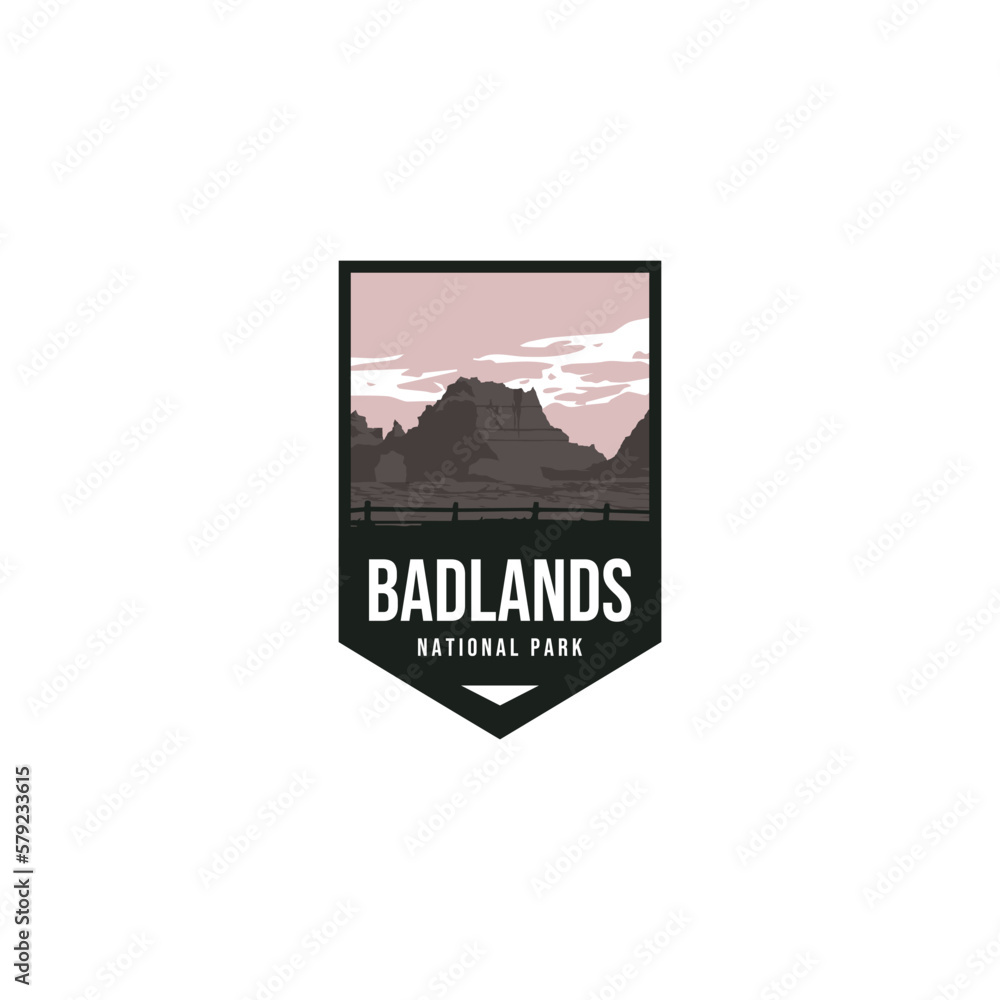 Vetor de Badlands National Park logo badge emblem sticker patch vector ...